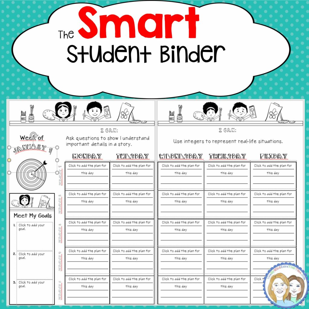 Editable Student Binder and Planner - Pre-Dated Agendas - Forms - Cute ...
