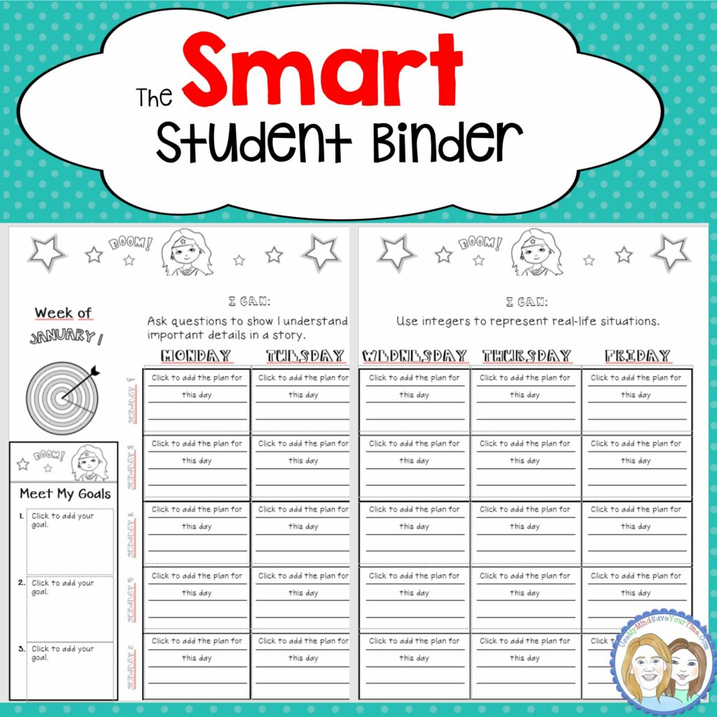 Editable Student Binder and Planner - Pre-Dated Agendas - Forms - Cute ...
