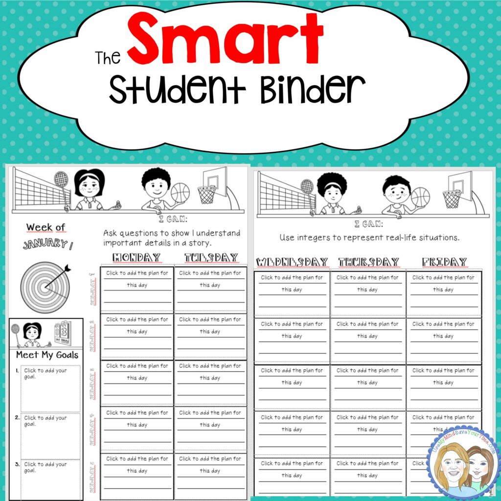 Editable Student Binder and Planner - Pre-Dated Agendas - Forms - Cute ...