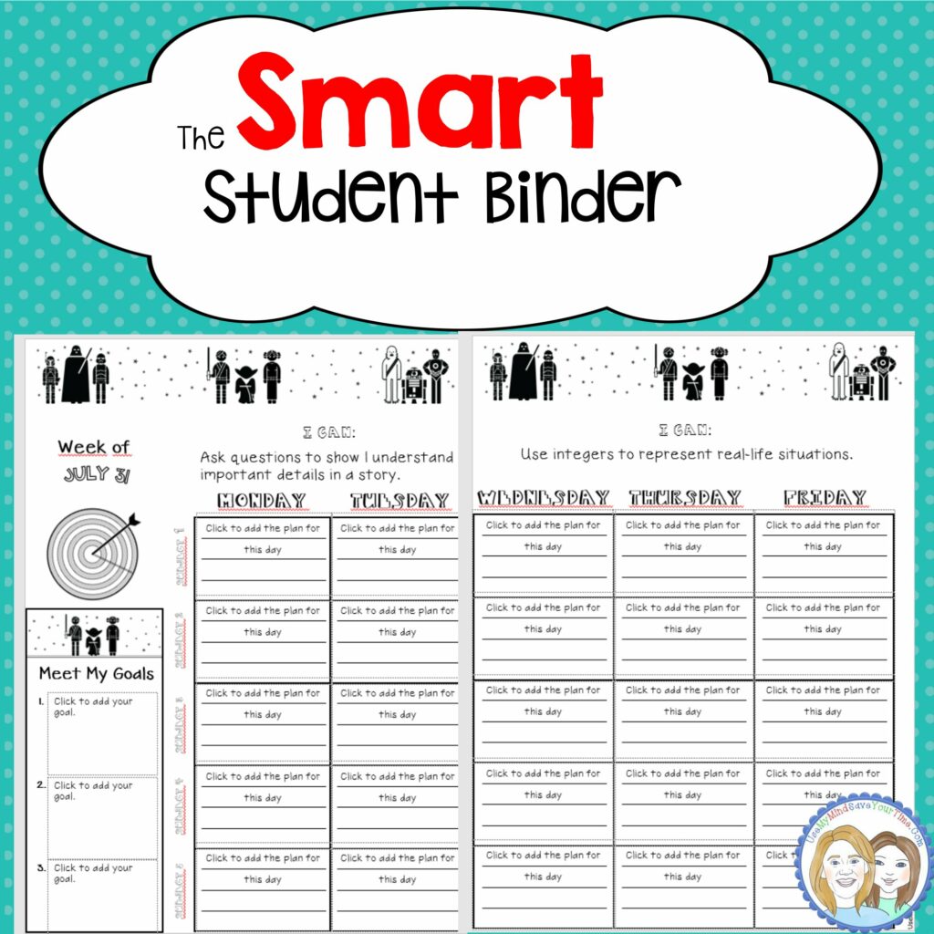 Editable Student Binder and Planner - Pre-Dated Agendas - Forms - Cute ...