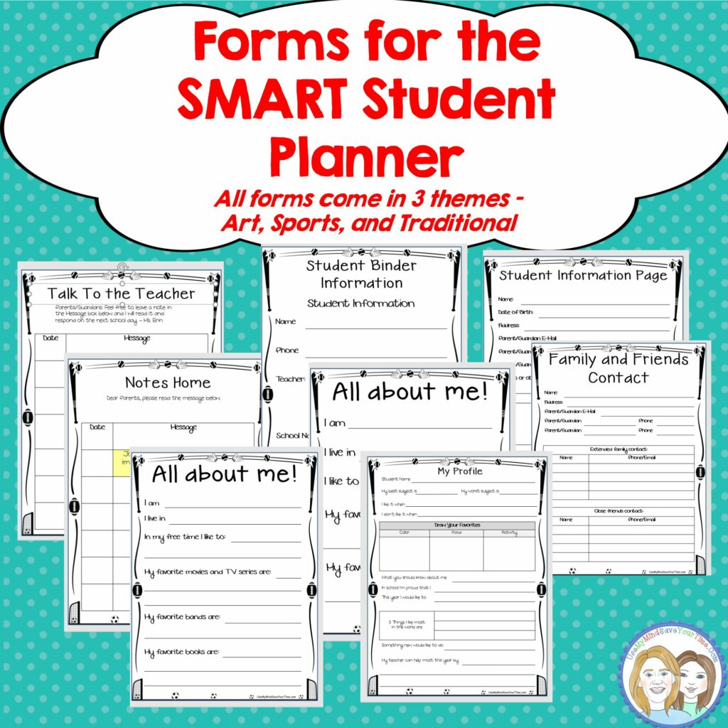 Editable Student Binder and Planner - Pre-Dated Agendas - Forms - Cute ...