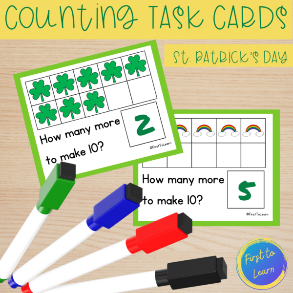 Ten Frame Task Cards St. Patrick's Day How Many More to Make 10? | Made ...