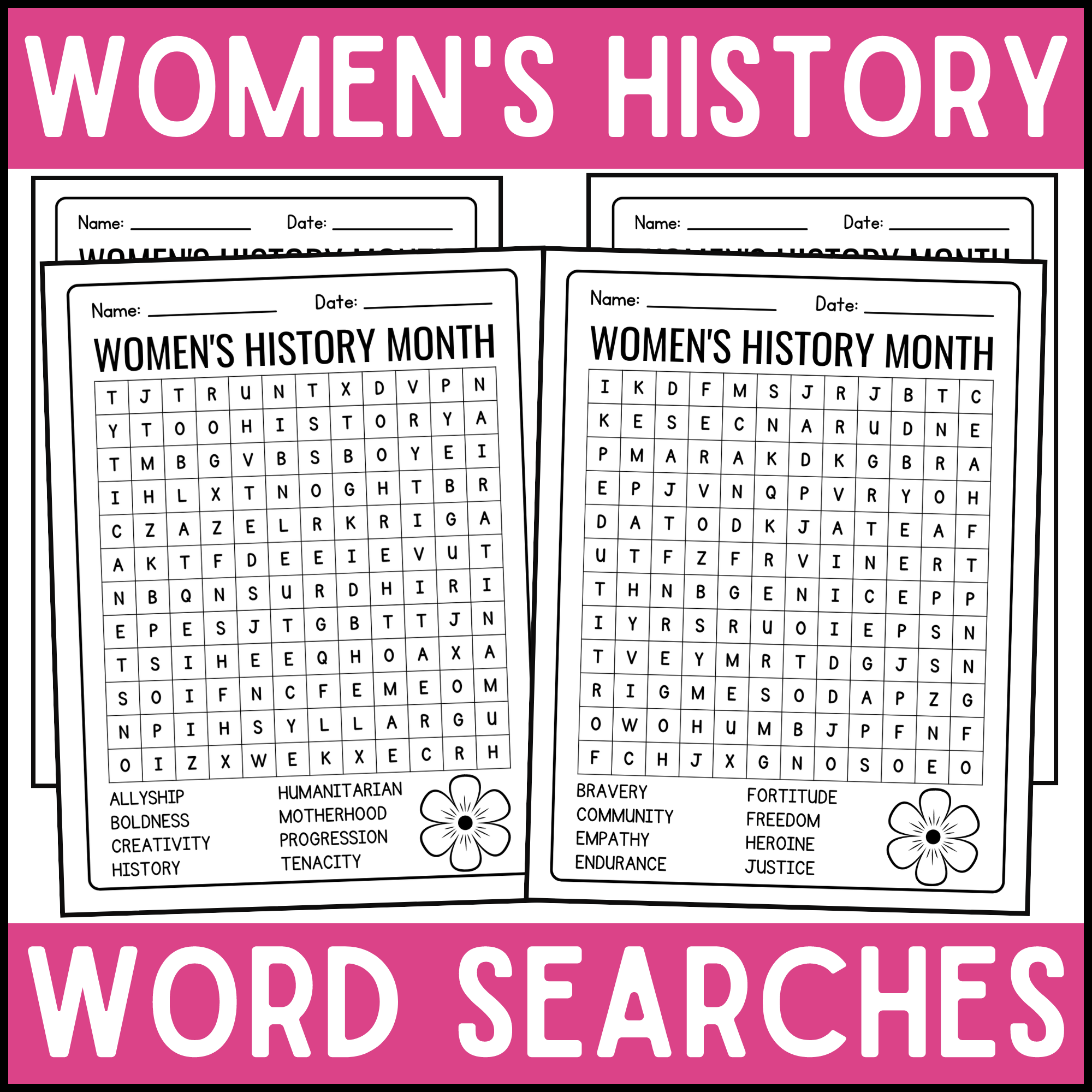 Women's History Month Word Search Puzzles | Women's History Month ...