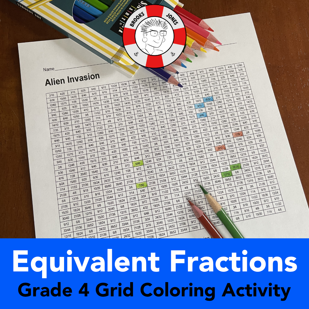 Math Grid Coloring Activity for Grade 4: Equivalent Fractions | Made By ...