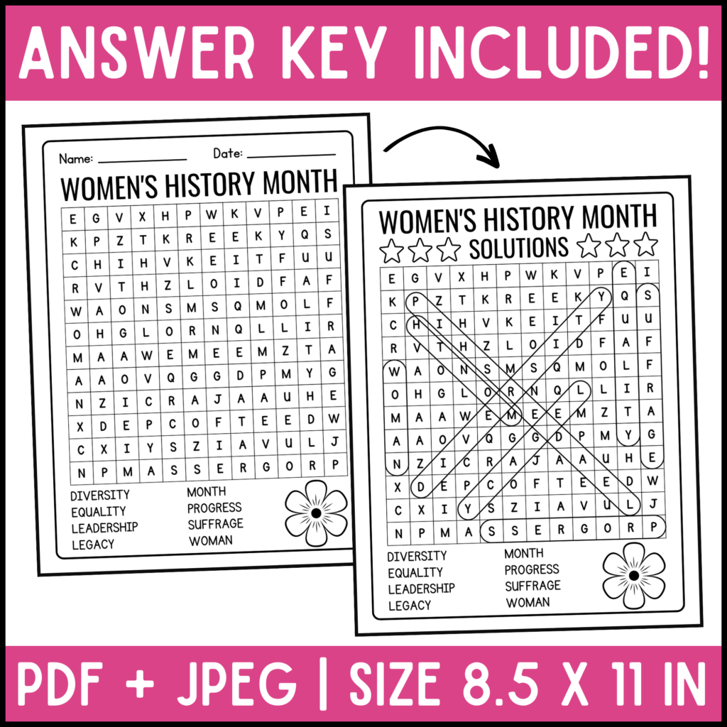 Women's History Month Word Search Puzzles | Women's History Month ...