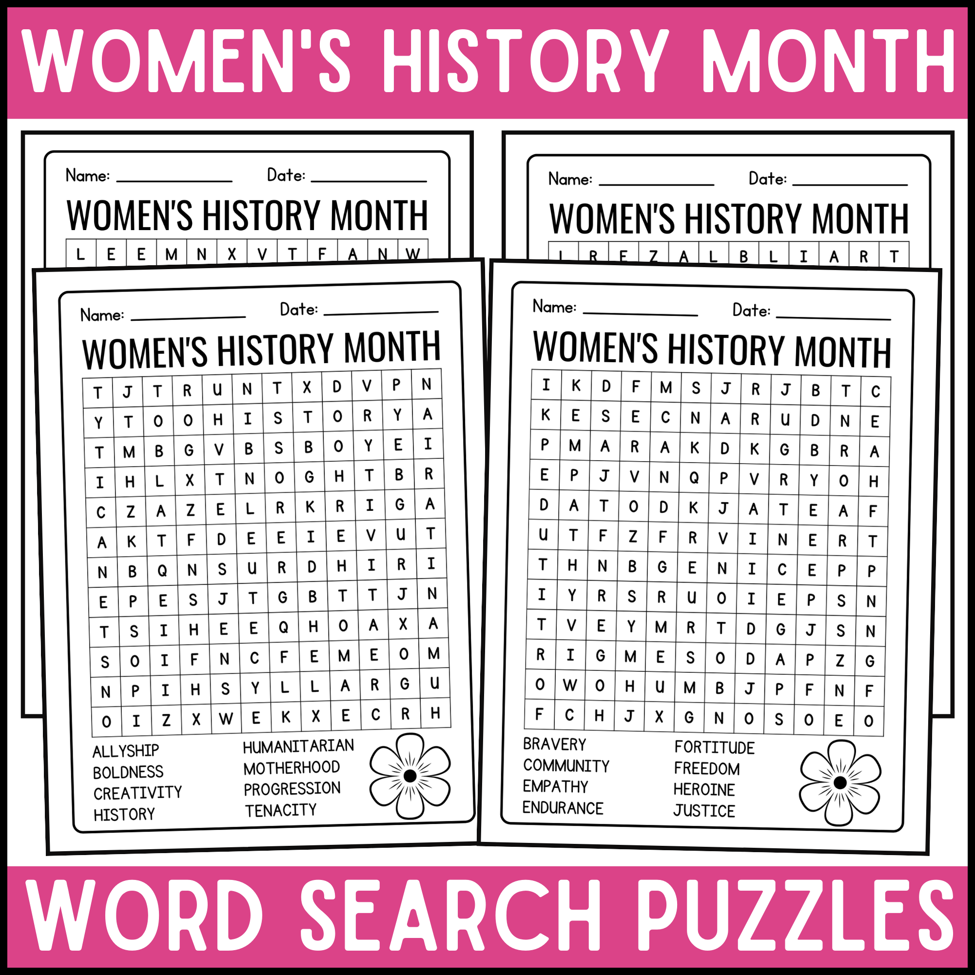 Women's History Month Word Search Puzzles | Women's History Month ...
