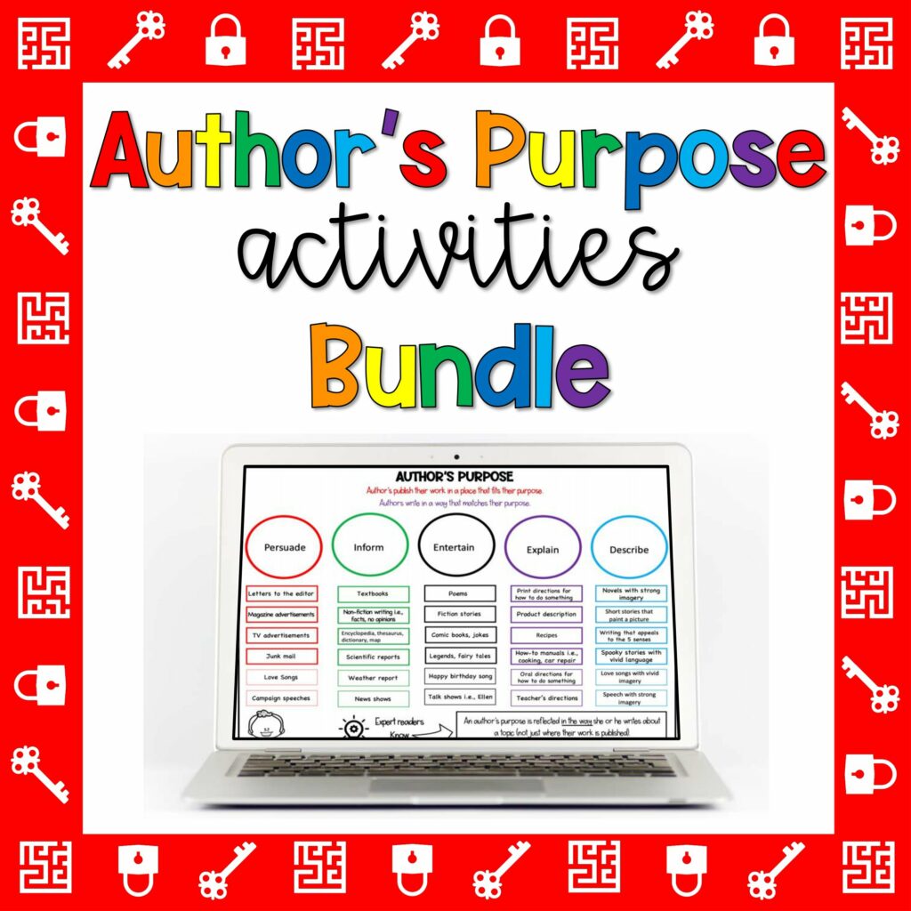 Author's Purpose Worksheets and Activities | 360 Digital Escape Room ...