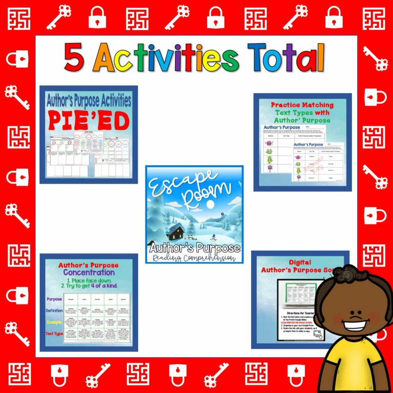 Author's Purpose Worksheets and Activities | 360 Digital Escape Room ...