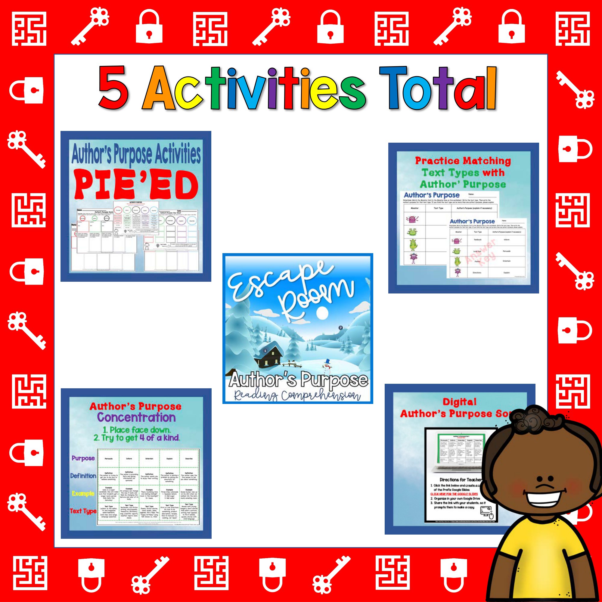 Author's Purpose Worksheets and Activities | 360 Digital Escape Room ...