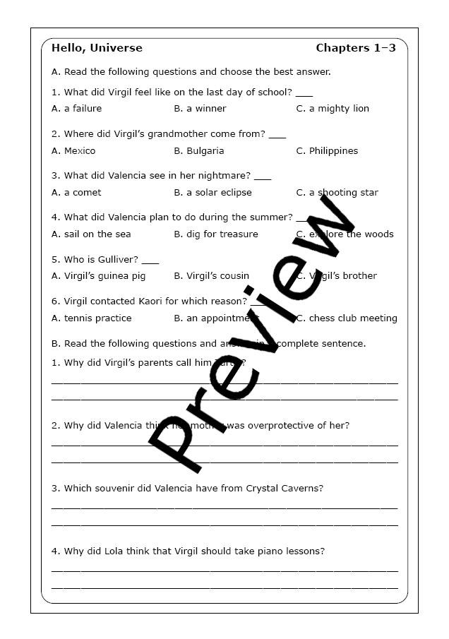 Erin Entrada Kelly "Hello, Universe" worksheets | Made By Teachers