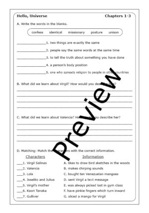 Erin Entrada Kelly "Hello, Universe" worksheets | Made By Teachers