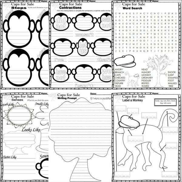 Caps for Sale Book Companion Reading Comprehension Worksheets | Made By ...