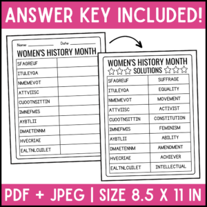 Women's History Month Word Scramble Puzzles | Women's History Month ...