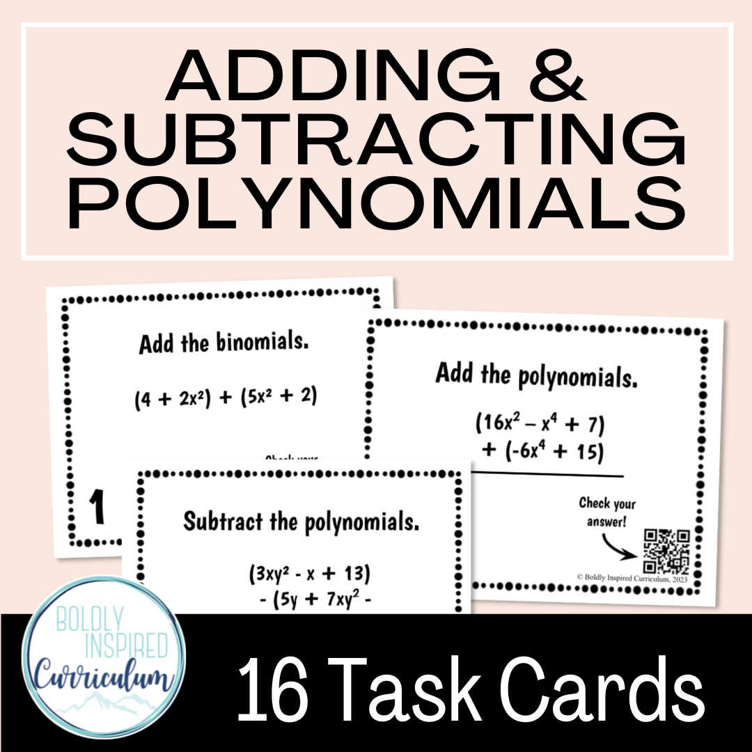 Adding and Subtracting Polynomials Task Cards | Made By Teachers Adding and Subtracting Polynomials Task Cards | Made By Teachers