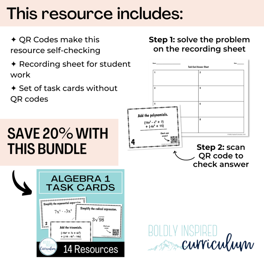 Adding and Subtracting Polynomials Task Cards | Made By Teachers