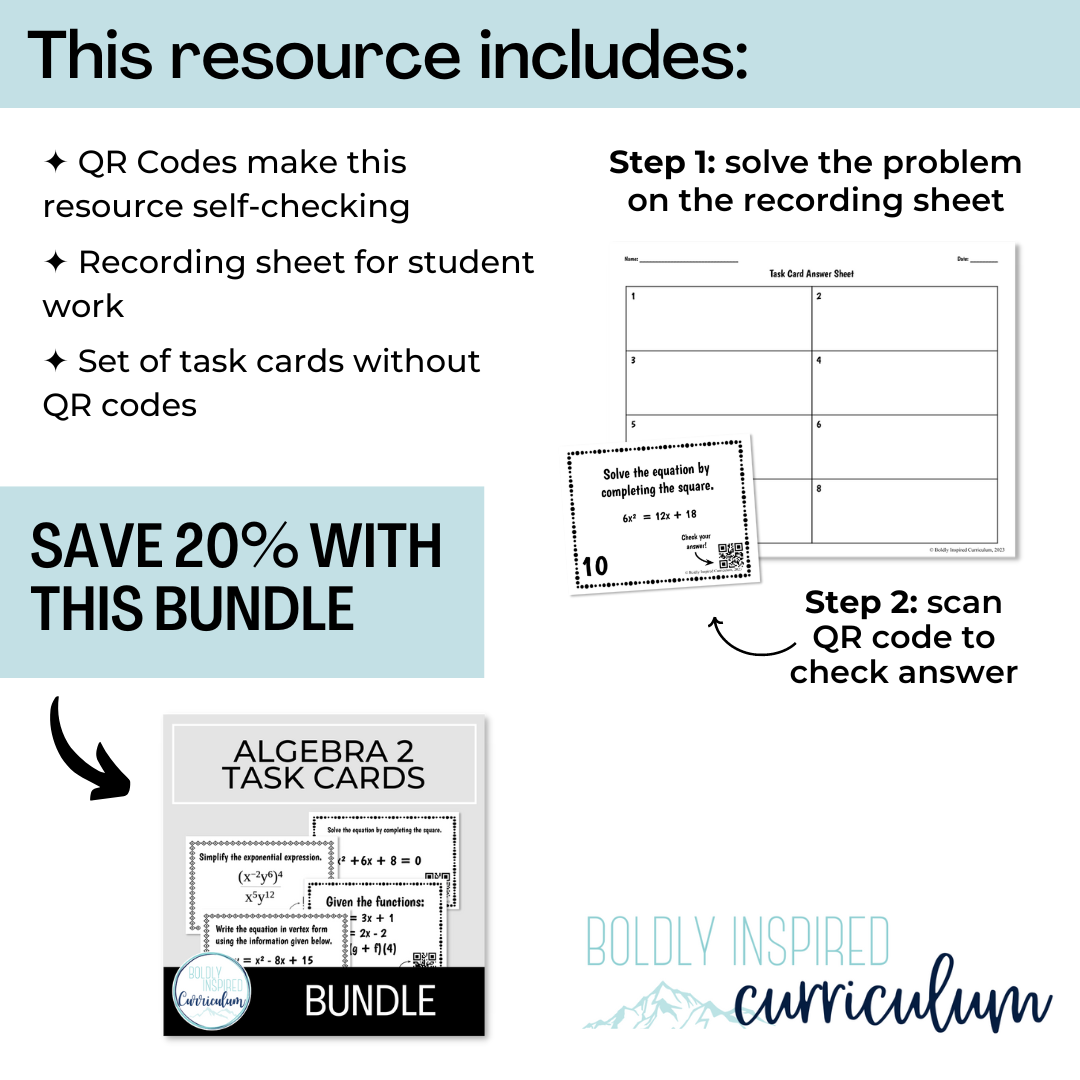 Completing the Square Task Cards | Made By Teachers