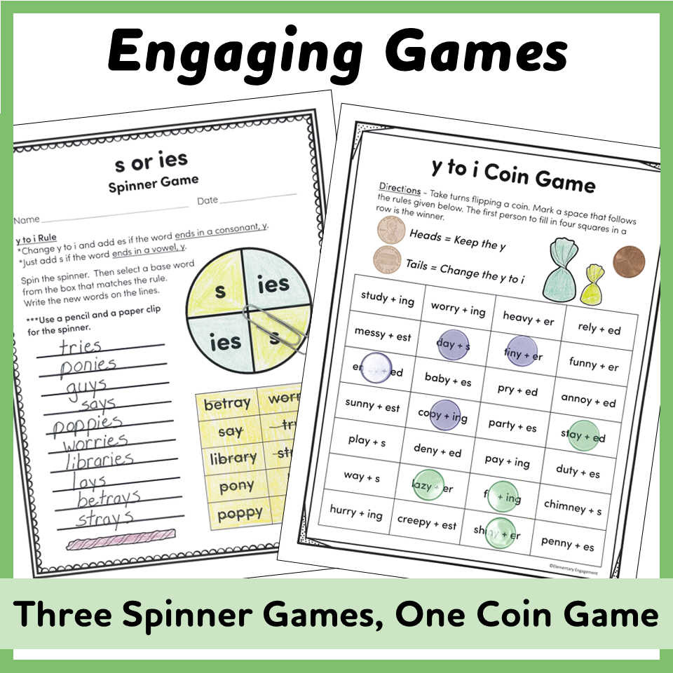 Spelling Practice - y to i Rule Bundle - Worksheets, Games, Print ...