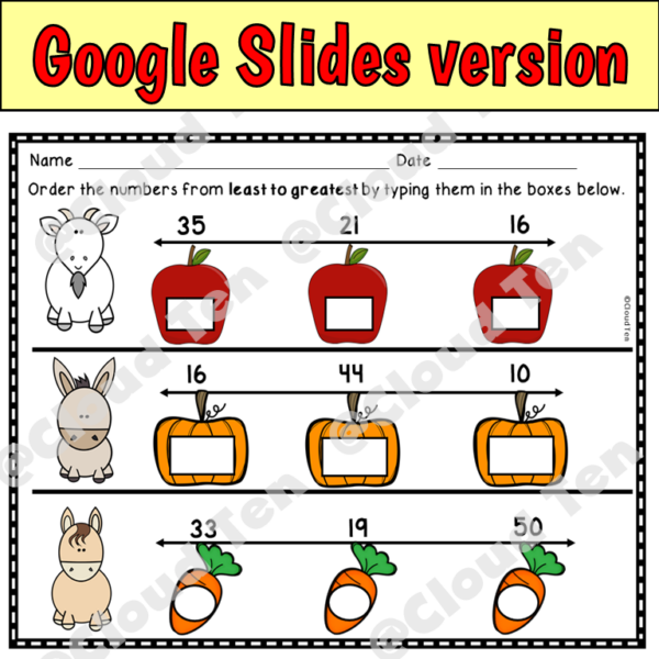 Order numbers on an open number line worksheets | Made By Teachers