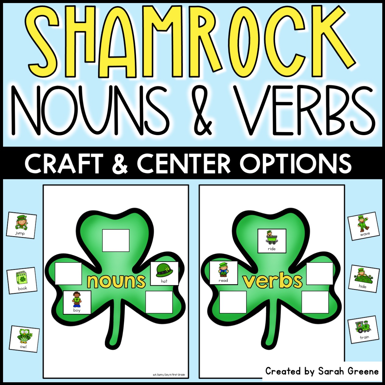 St. Patrick's Day Nouns & Verbs Sort (Craft or Center) | Made By Teachers