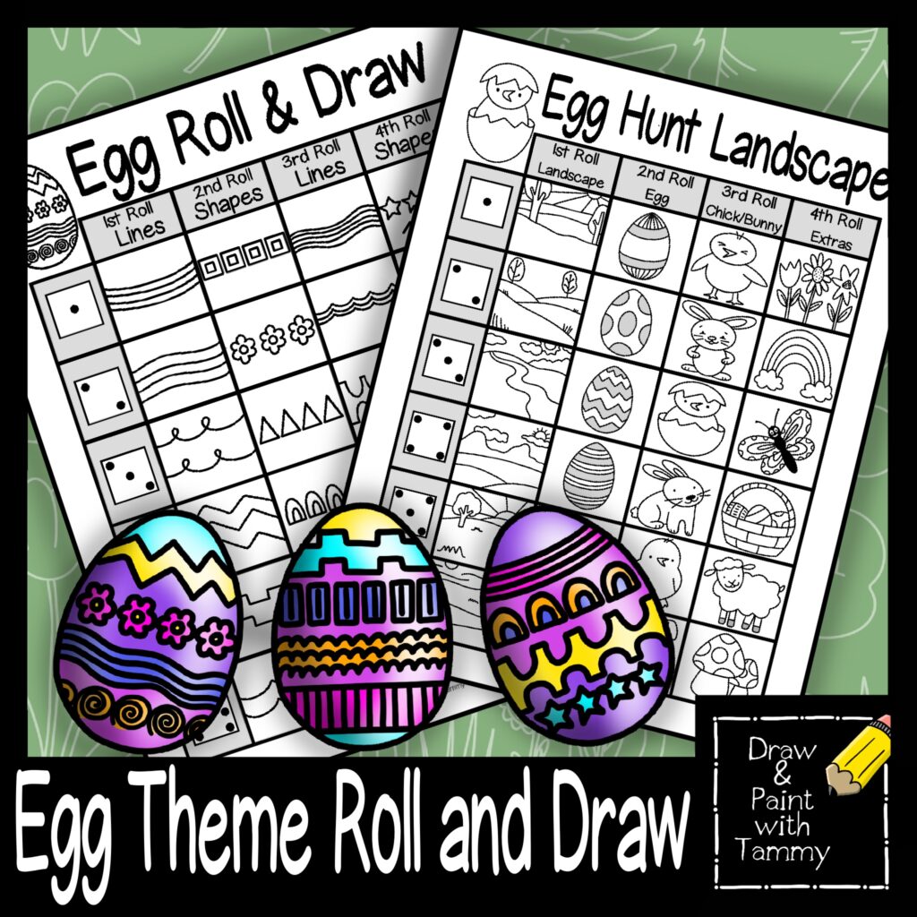 Roll an Easter Egg Roll and Draw Easter Egg Hunt Spring Art Sub Lesson ...