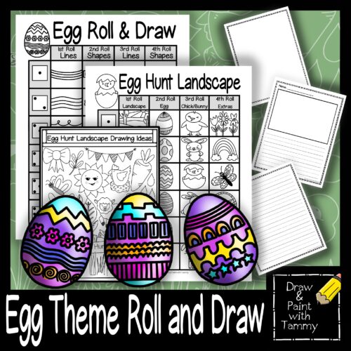 Roll an Easter Egg Roll and Draw Easter Egg Hunt Spring Art Sub Lesson Art Game | Made By Teachers