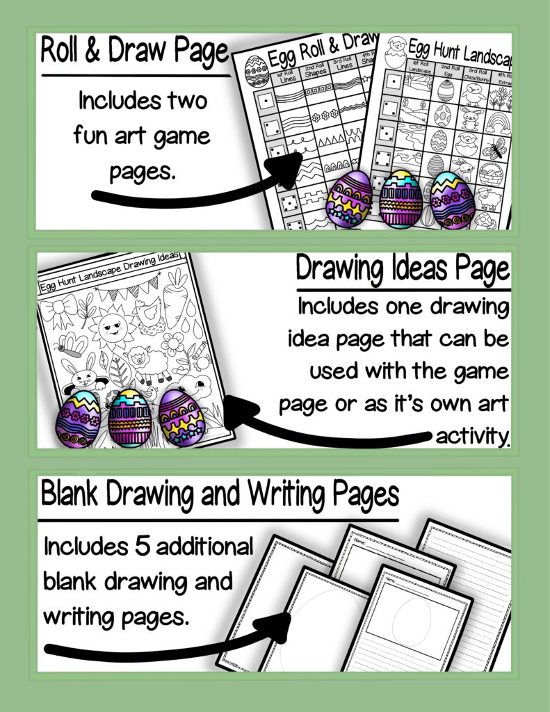 Roll an Easter Egg Roll and Draw Easter Egg Hunt Spring Art Sub Lesson ...