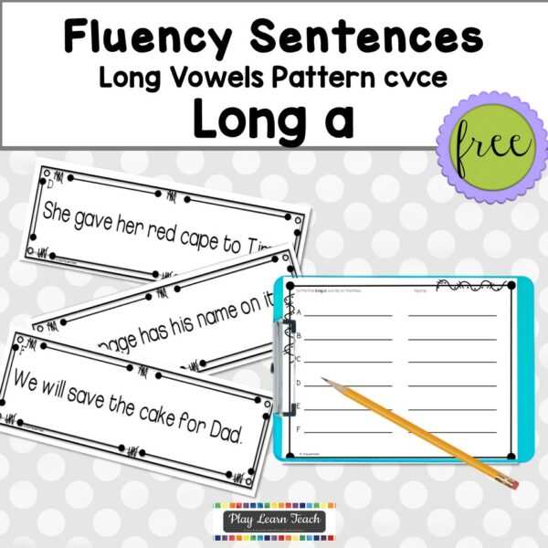 Reading Fluency Sentences Long A CVCe | FREE | Made By Teachers