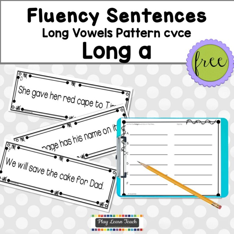 Reading Fluency Sentences Long A CVCe | FREE | Made By Teachers