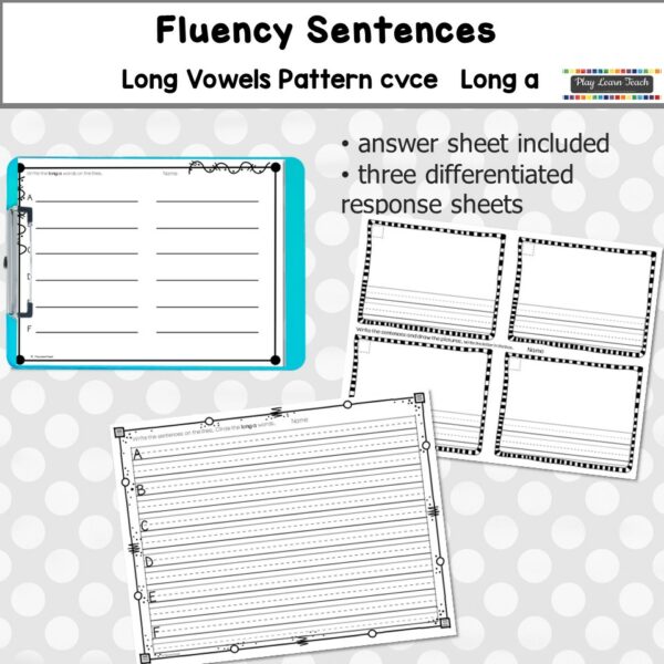 Reading Fluency Sentences Long A CVCe | FREE - Made By Teachers