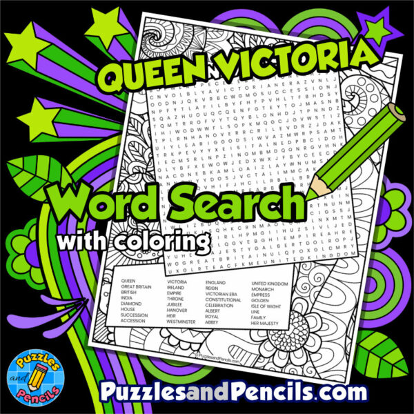 Queen Victoria Word Search Puzzle with Coloring | Women in History ...