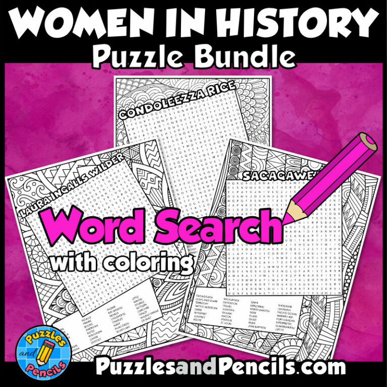 Women in History Word Search Puzzle BUNDLE | 20 Wordsearch Puzzles ...