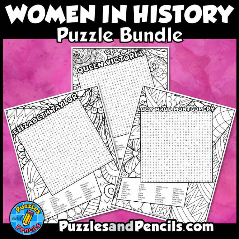 Women in History Word Search Puzzle BUNDLE | 20 Wordsearch Puzzles ...