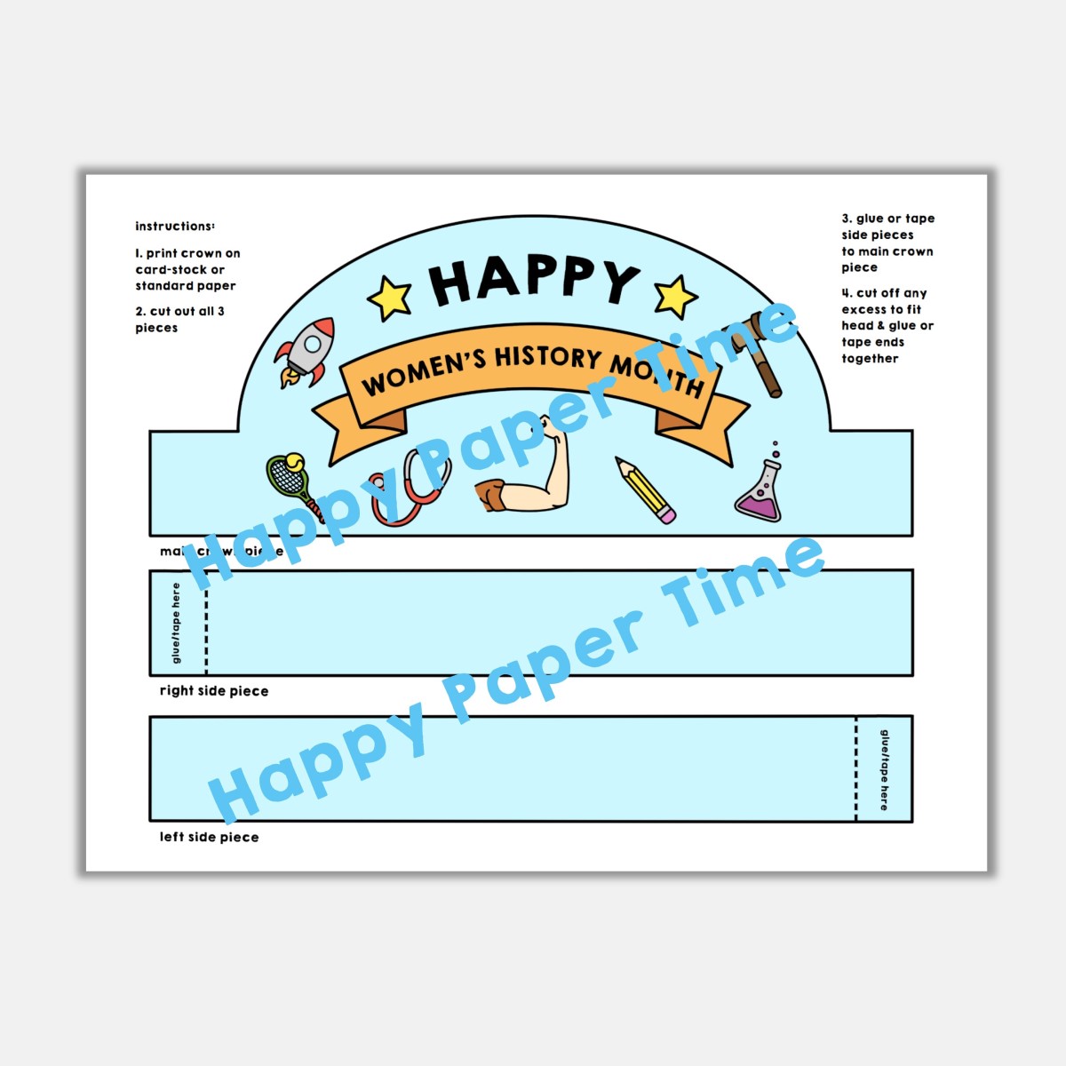 Women's History Month Paper Crown Printable Craft Activity Headband ...