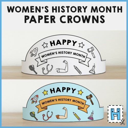 Women’s History Month Paper Crown Printable Coloring Craft Activity ...