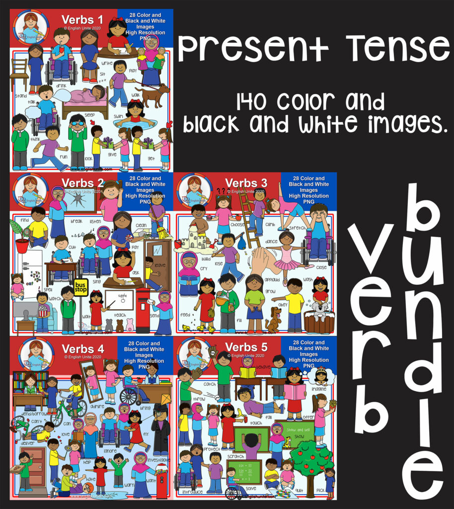 Clip Art - Present Tense Verbs Bundle | Made By Teachers