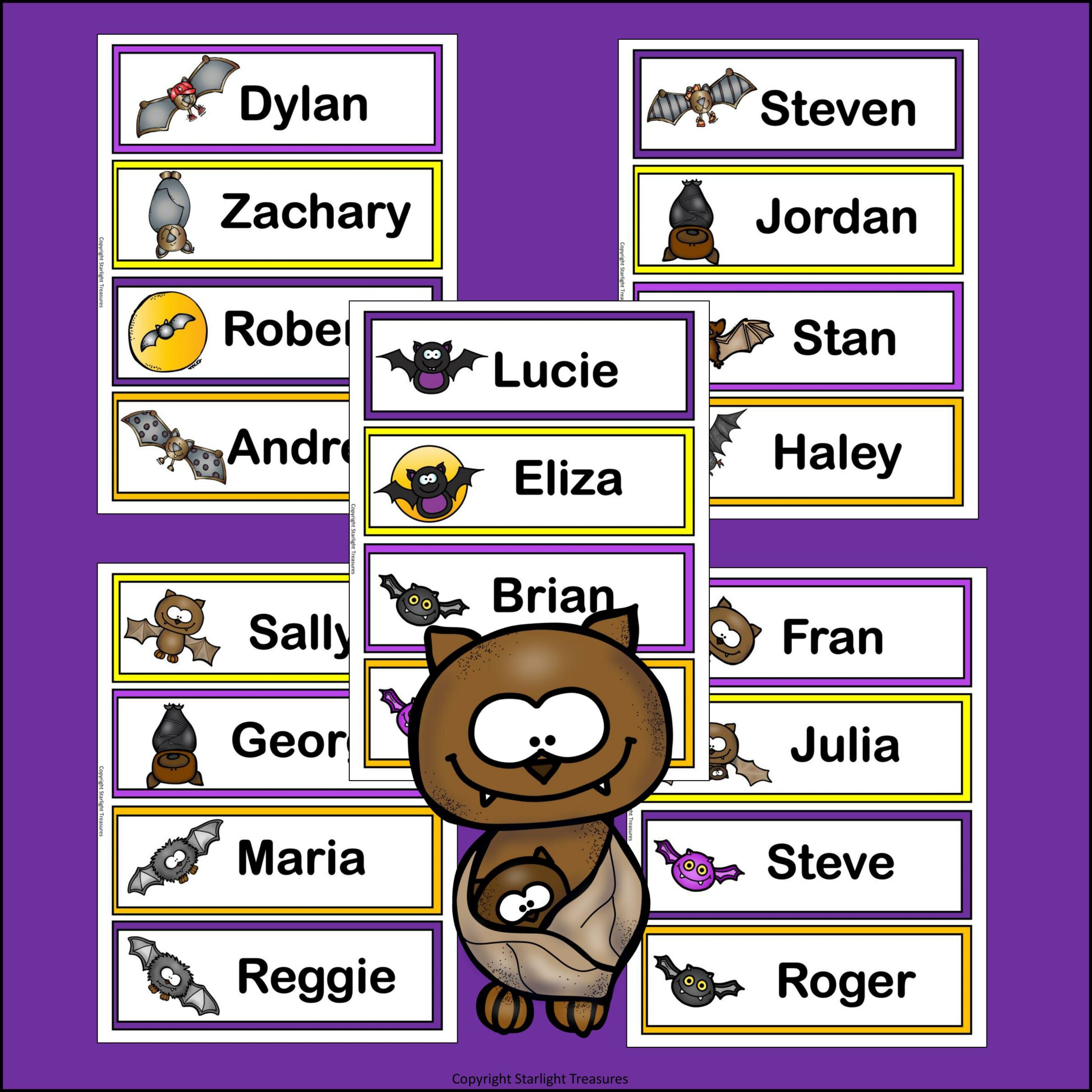 Bats Desk Name Tags - Editable Name Tags | Made By Teachers