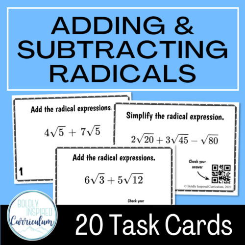 Adding and Subtracting Radicals Task Cards | Made By Teachers