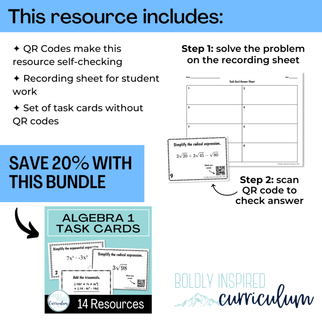 Adding and Subtracting Radicals Task Cards | Made By Teachers