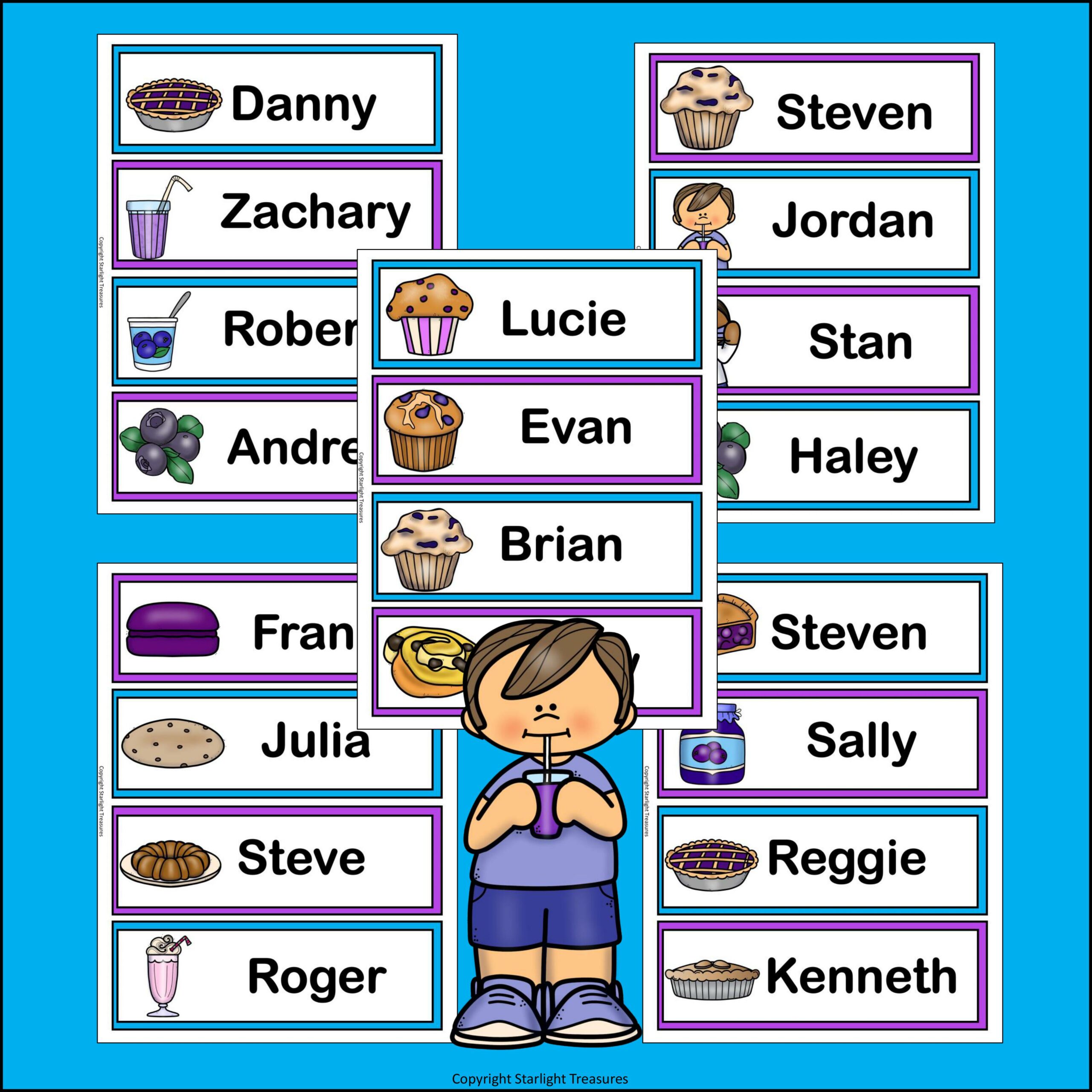 Blueberry Desk Name Tags - Editable Name Tags | Made By Teachers