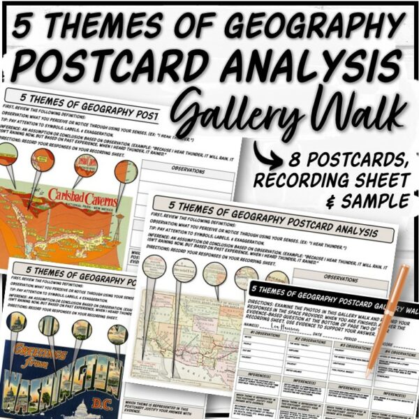 Five Themes of Geography Postcard Analysis Gallery Walk - Made By Teachers