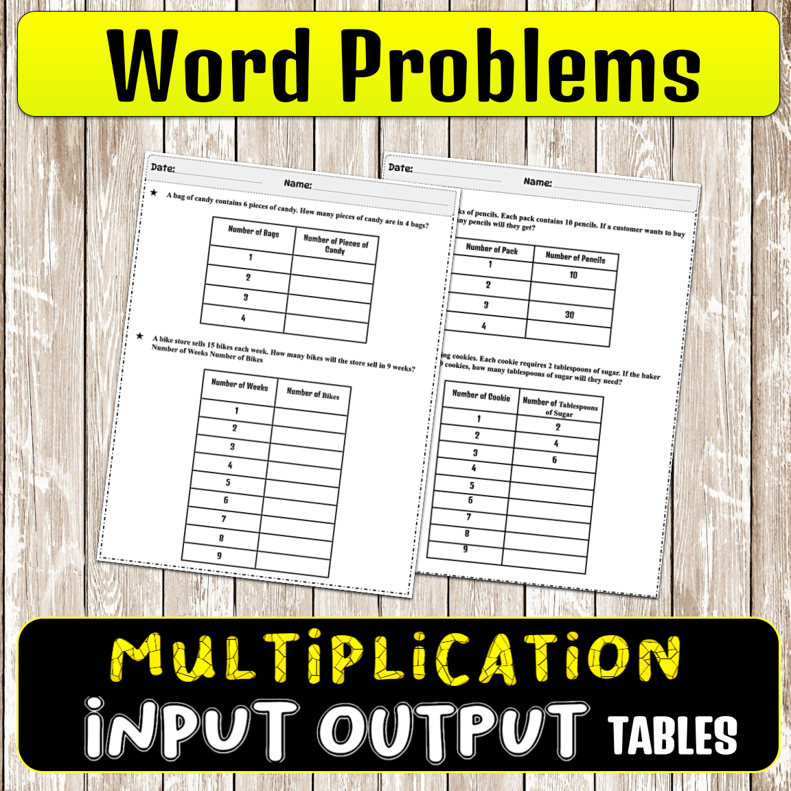 Multiplication Function Tables - Input Output Tables with Word Problems ... Multiplication Function Tables - Input Output Tables with Word Problems ...