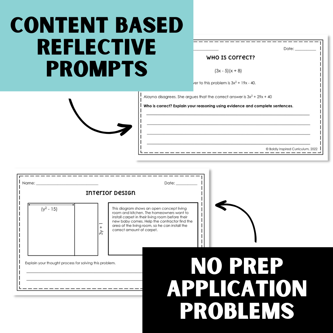 Multiplying Polynomials Writing in Math Prompts | Made By Teachers