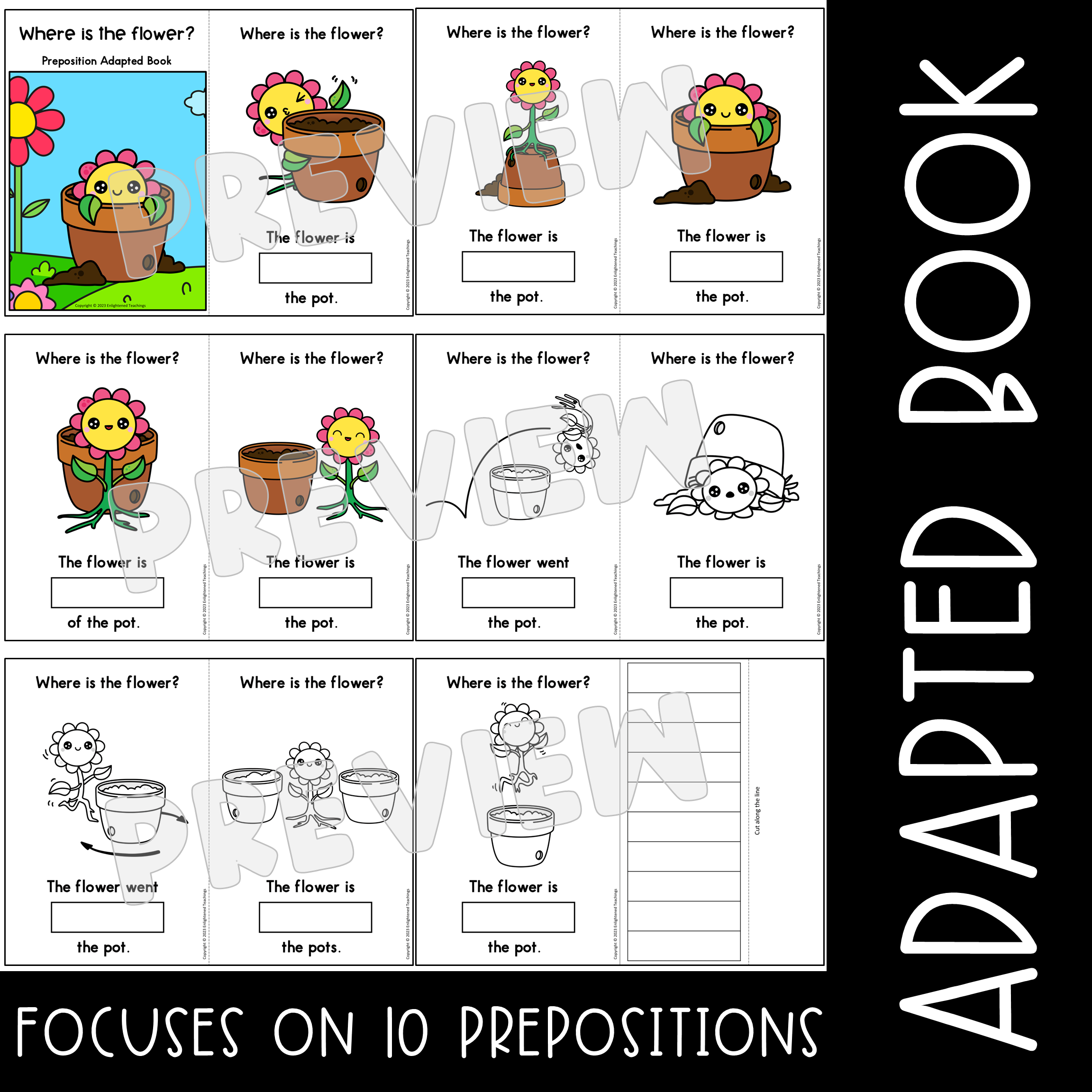 Spring Prepositions Adapted Book Interactive Booklet Flash Cards Flower ...