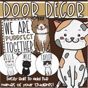 Back to School Door Display Bulletin Board Decoration Cat Lovers Theme ...