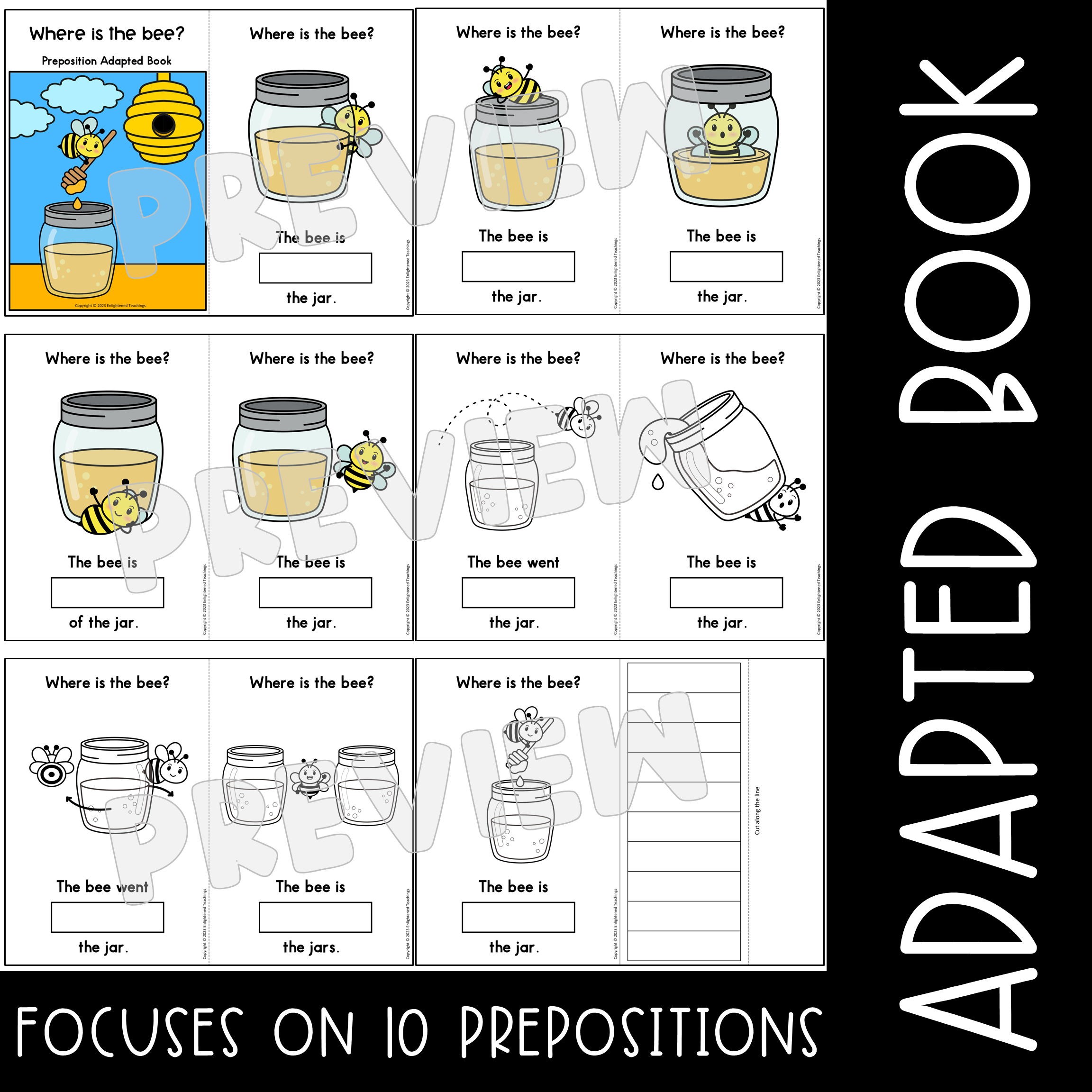 Spring Prepositions Adapted Book Interactive Booklet Flash Cards Bee ...