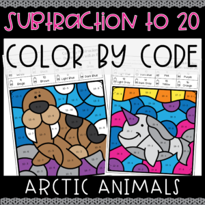 Arctic Animal Addition and Subtraction to 20 Color by Code BUNDLE ...