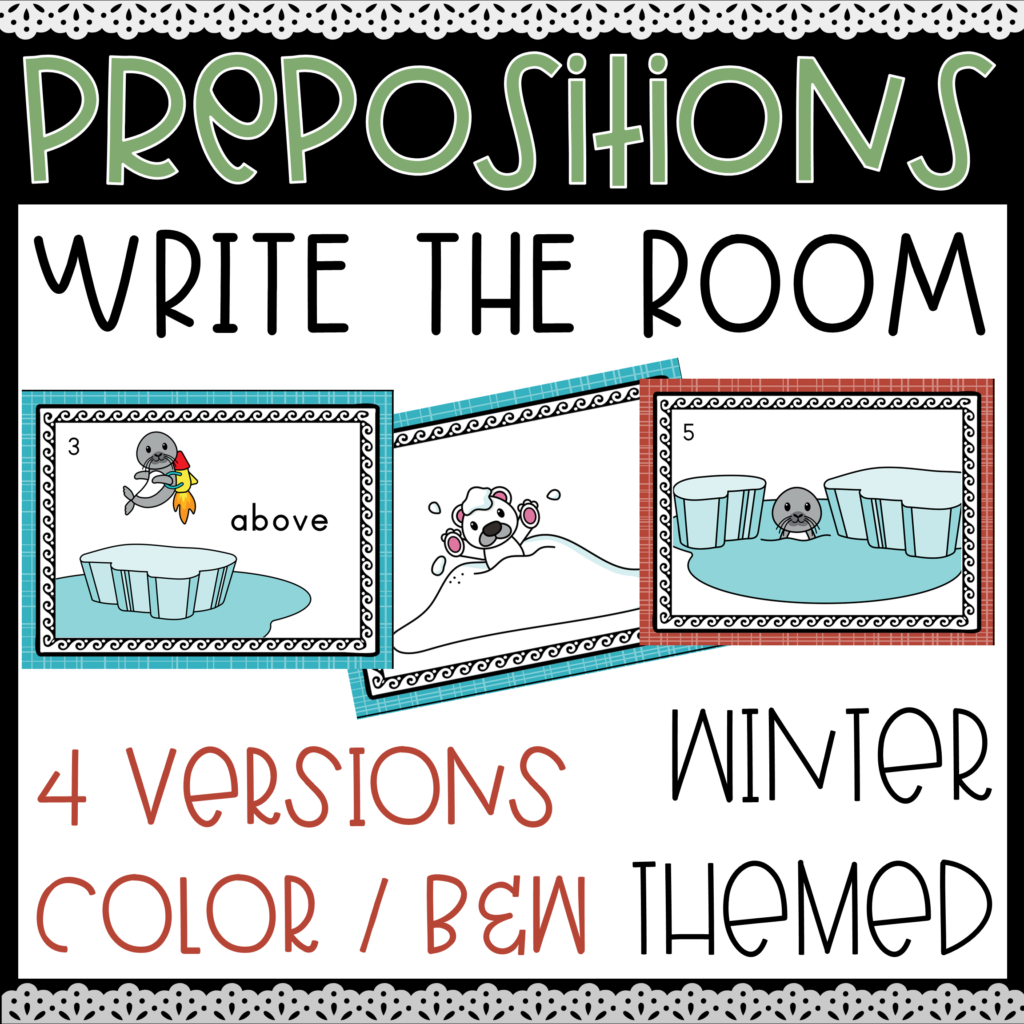 Winter Prepositions Write the Room Task Cards Winter Positional Words ...