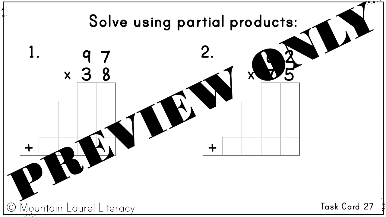 Math Task Cards Grades 4 and 5 Fractions and Partial Products | Made By ...