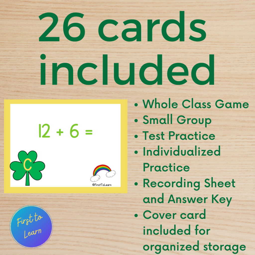 Addition 11-20 SCOOT Game or Task Cards St. Patrick's Day | Made By ...