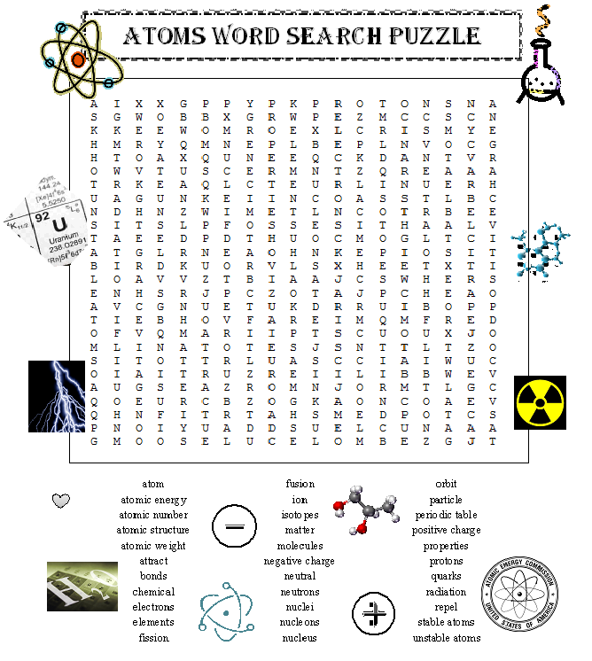 Atoms Word Search Puzzle PLUS Atomic Spelling (Both Items) | Made By ...